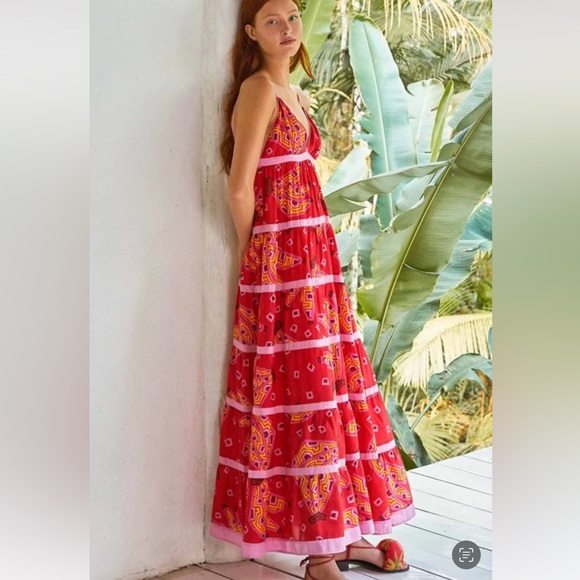FARM Rio | Dresses | Farm Rio Red Bananas Tiered Maxi Dress | Poshmark